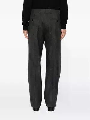 LARDINI Charcoal Pinstripe Wide Leg Trousers