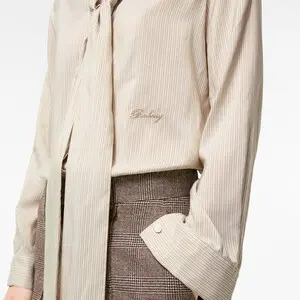 Burberry Striped Silk Scarf Blouse