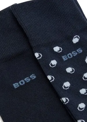 BOSS Cotton-blend Patterned Socks Set Of Two - Navy