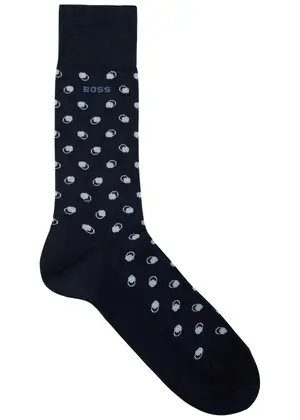 BOSS Cotton-blend Patterned Socks Set Of Two - Navy