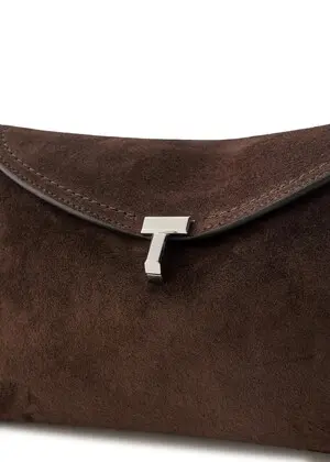 TOTEME T-lock Suede Clutch - Brown