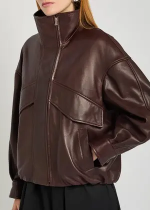 Nour Hammour Roland Funnel-neck Panelled Leather Jacket