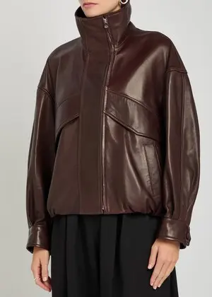 Nour Hammour Roland Funnel-neck Panelled Leather Jacket