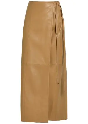 Nour Hammour Leather Maxi Wrap Skirt
