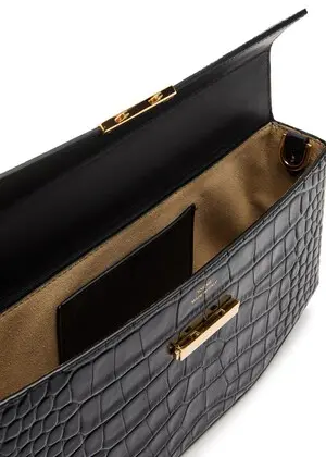 TOTEME Crocodile-embossed Leather Shoulder Bag With Push-lock Fastening