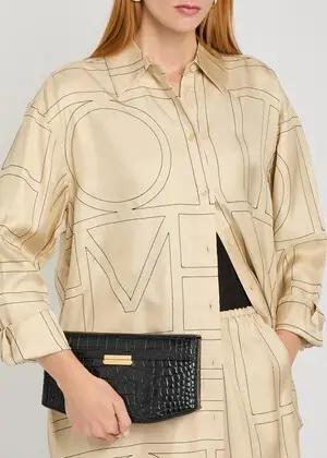 TOTEME Crocodile-embossed Leather Shoulder Bag With Push-lock Fastening