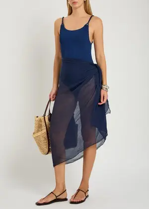 Hunza G The Camille Crinkle Swimsuit By - Navy
