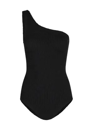 Hunza G Hunza G One-Shoulder Crinkle One Piece Swimsuit Black