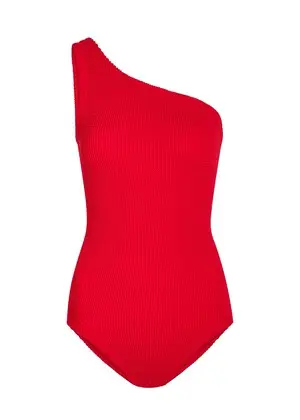 Hunza G One-shoulder Crinkle One Piece Swimsuit - Red