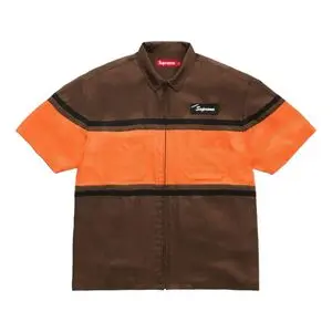 Supreme Supreme Ss26 Silk Zip Up S/s Shirt 'brown' Brown