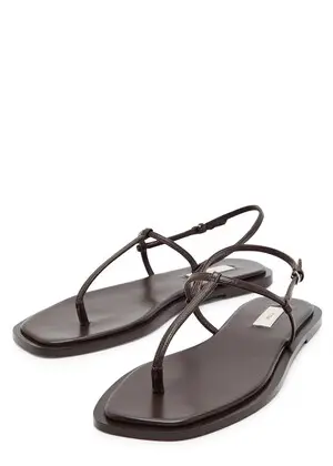 TOTEME T-strap Leather Sandals - Brown