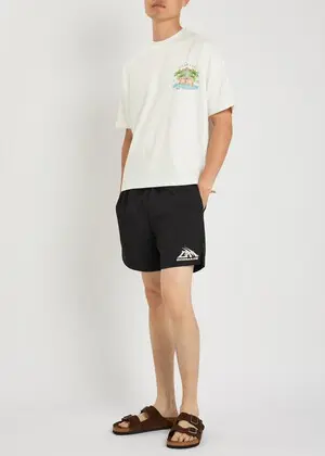 GODMADE Logo-print Cotton Swim Shorts - Black