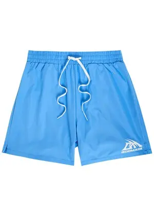 GODMADE Logo-print Cotton Swim Shorts - Blue