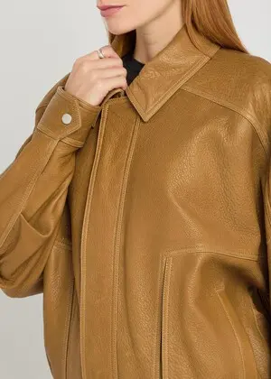Nour Hammour Dalma Grained Leather Jacket