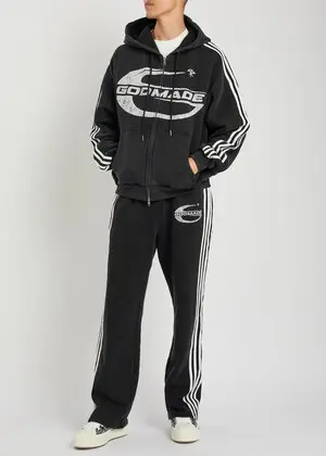 GODMADE Imperial Logo Striped Hooded Cotton Sweatshirt
