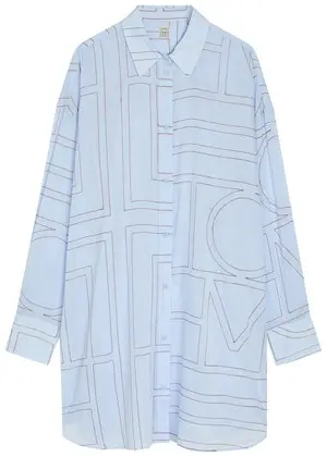 TOTEME Logo Monogrammed Cotton-blend Shirt - Light Blue