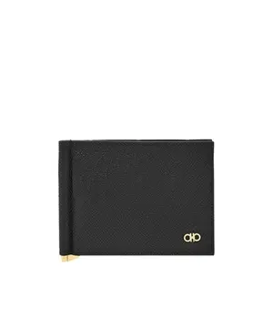 FERRAGAMO Gancini-plaque Leather Wallet - Black