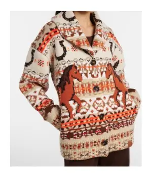 Stella McCartney Intarsia Oversized Virgin Wool Cardigan