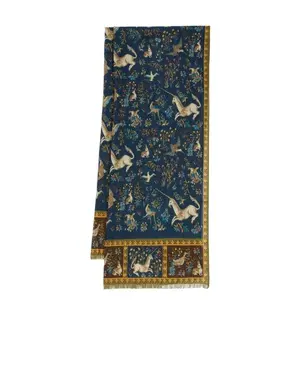 DRAKE'S LONDON Printed Scarf - Blue