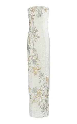 LA FUORI Embellished Tulle Maxi Dress - Ivory