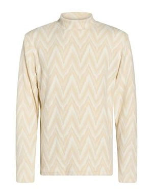 TAKESHY KUROSAWA Knit Turtleneck With Two-tone Zigzag Pattern - Cream