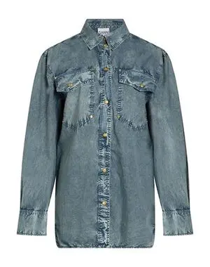 GANNI Denim Shirt Size Organic Cotton - Blue