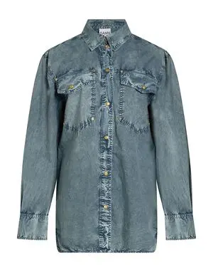 GANNI Organic Cotton Denim Shirt - Blue