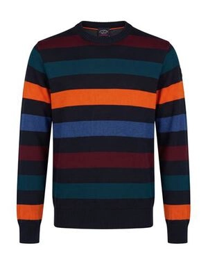 Paul & Shark Virgin Wool Striped Crewneck Sweater - Deep Teal