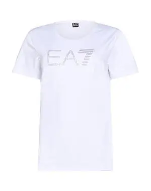 EA7 Cotton Jersey T-shirt With Crystal Embellishments - White