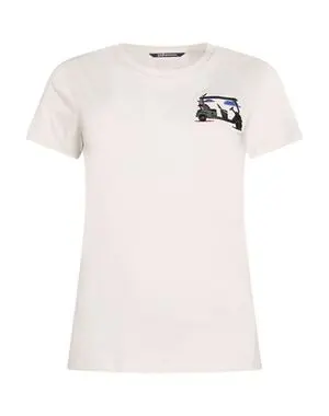 EA7 Cotton T-shirt With Appliqu - Beige