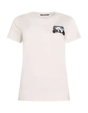 EA7 Cotton T-shirt With Appliqu - Beige