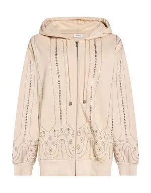 OTTOD'AME Embellished Cotton & Acrylic Hooded Sweatshirt - White