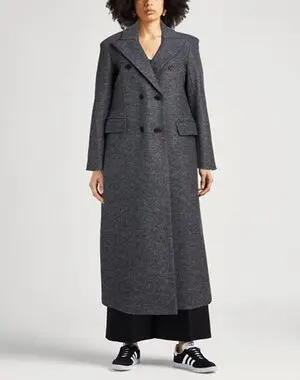 SILVIAN HEACH Double-breasted Military Polyester Coat - Grey