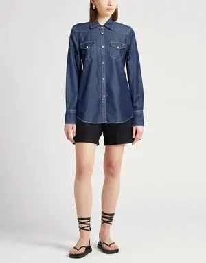 MOORER Denim Shirt With Silk Blend