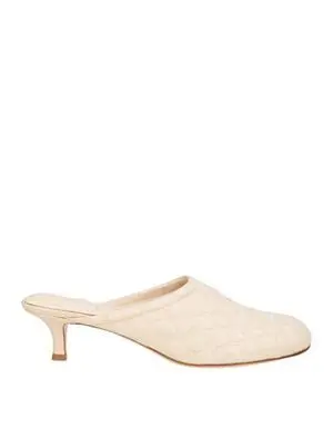 Burberry Quilted Leather Mules With Embroidered Logo - Blush