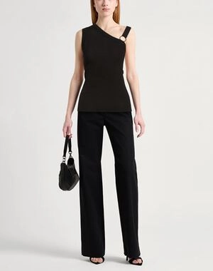Moschino Ribbed Knit One Shoulder Top - Black