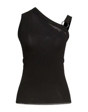 Moschino Ribbed Knit One Shoulder Top - Black