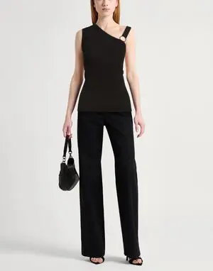 Moschino Ribbed Knit One Shoulder Top - Black