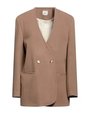 ALYSI Chocolat Coat Taupe Size Virgin Wool
