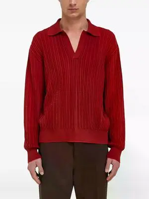 FERRAGAMO Knitted Polo Sweater - Red