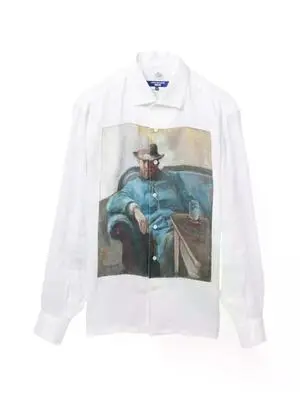 Junya Watanabe Graphic-print Linen Shirt - White