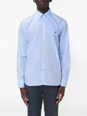 BROOKSFIELD Embroidered-logo Poplin Shirt - Blue