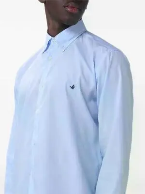 BROOKSFIELD Embroidered-logo Poplin Shirt - Blue