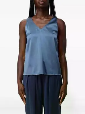 Emporio Armani Satin V-neck Top - Blue