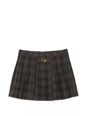 Sandro Checked Pleated Mini Skirt - Grey