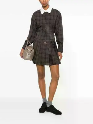 Sandro Checked Pleated Mini Skirt