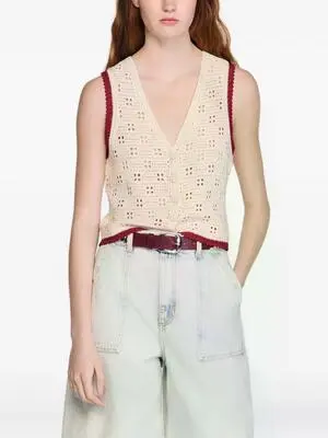 Sandro Crochet-knit Vest - Neutrals