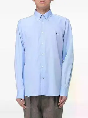 BROOKSFIELD Poplin Logo-embroidered Shirt - Blue