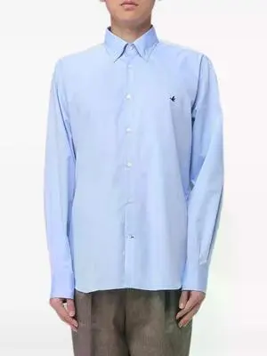 BROOKSFIELD Poplin Logo-embroidered Shirt - Blue
