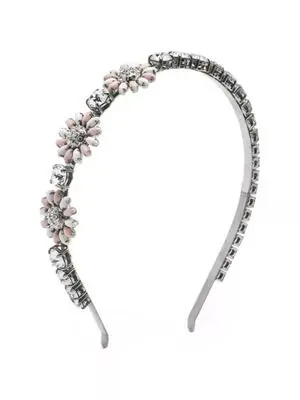 Miu Miu Crystal-embellished Resin-petal Headband - Silver